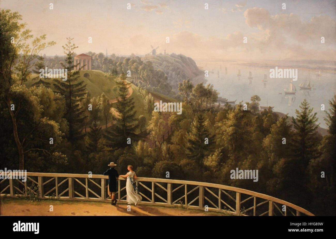 A view from Baurs Park towards the Hamburg Altonaer Museum, painted by ...