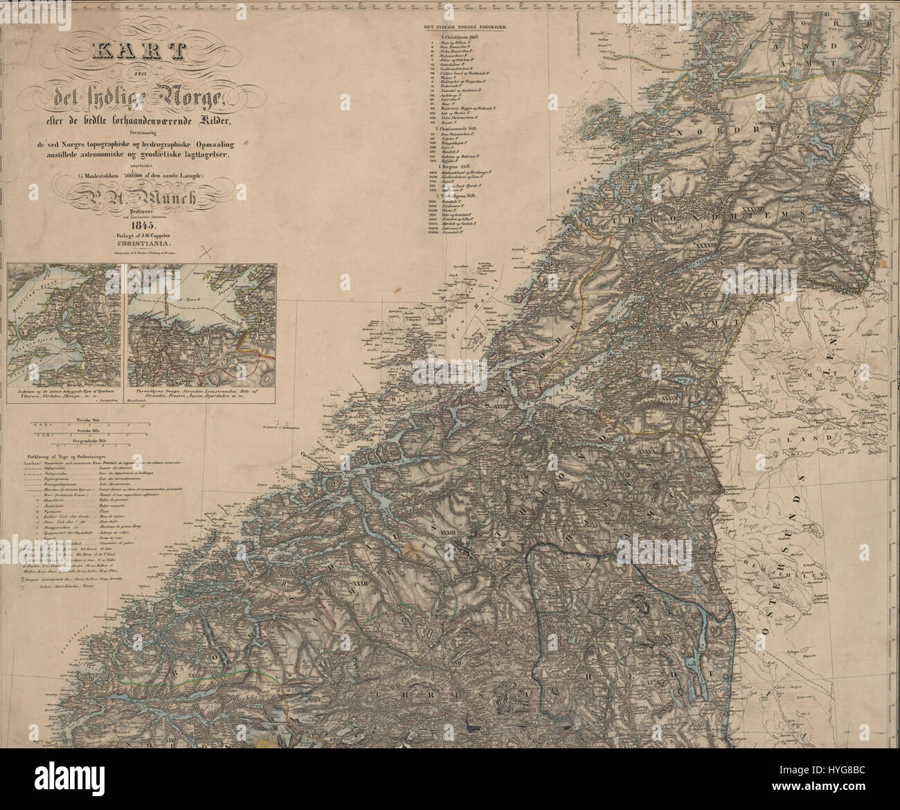 This map depicts the southern region of Norway, providing detailed ...