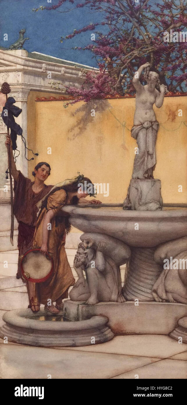 A painting by Lawrence Alma Tadema depicting the mythological figures ...