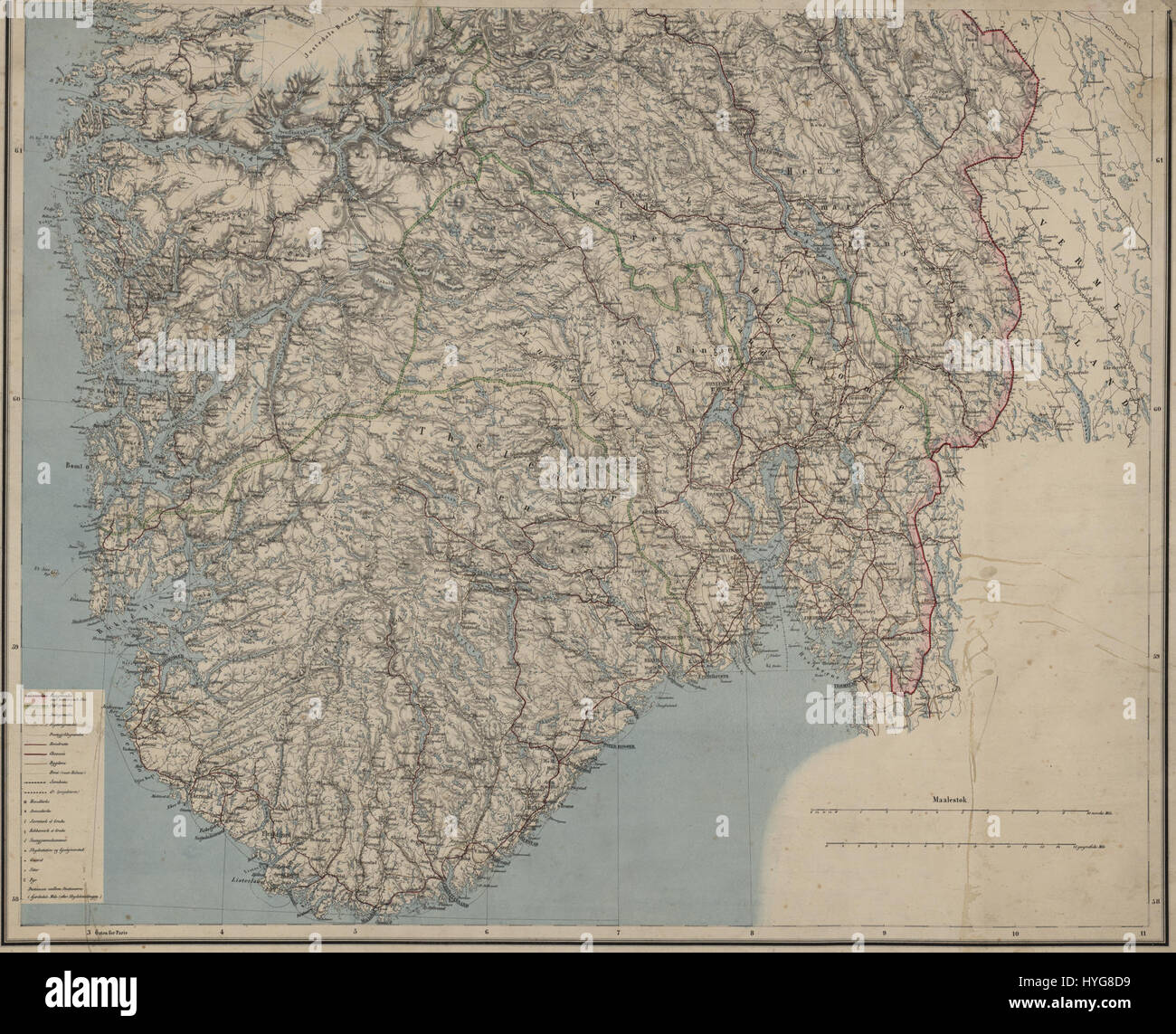 'Veikart over Norge' is a historical map of Norway, detailing the country's geography and ...