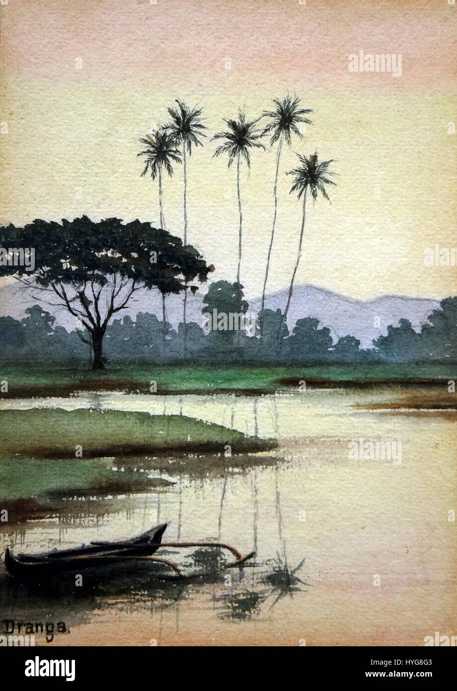 Helen Thomas Dranga’s *Sunset on the Waiakea River* depicts the ...