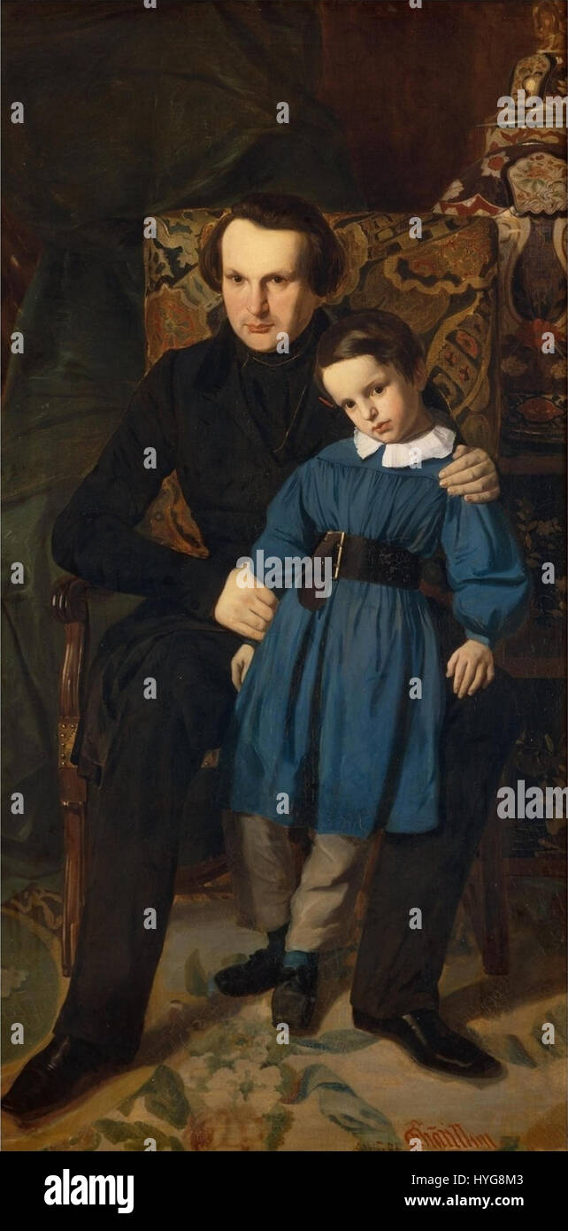 'Victor Hugo et son fils' is a portrait by Auguste de Chatillon ...