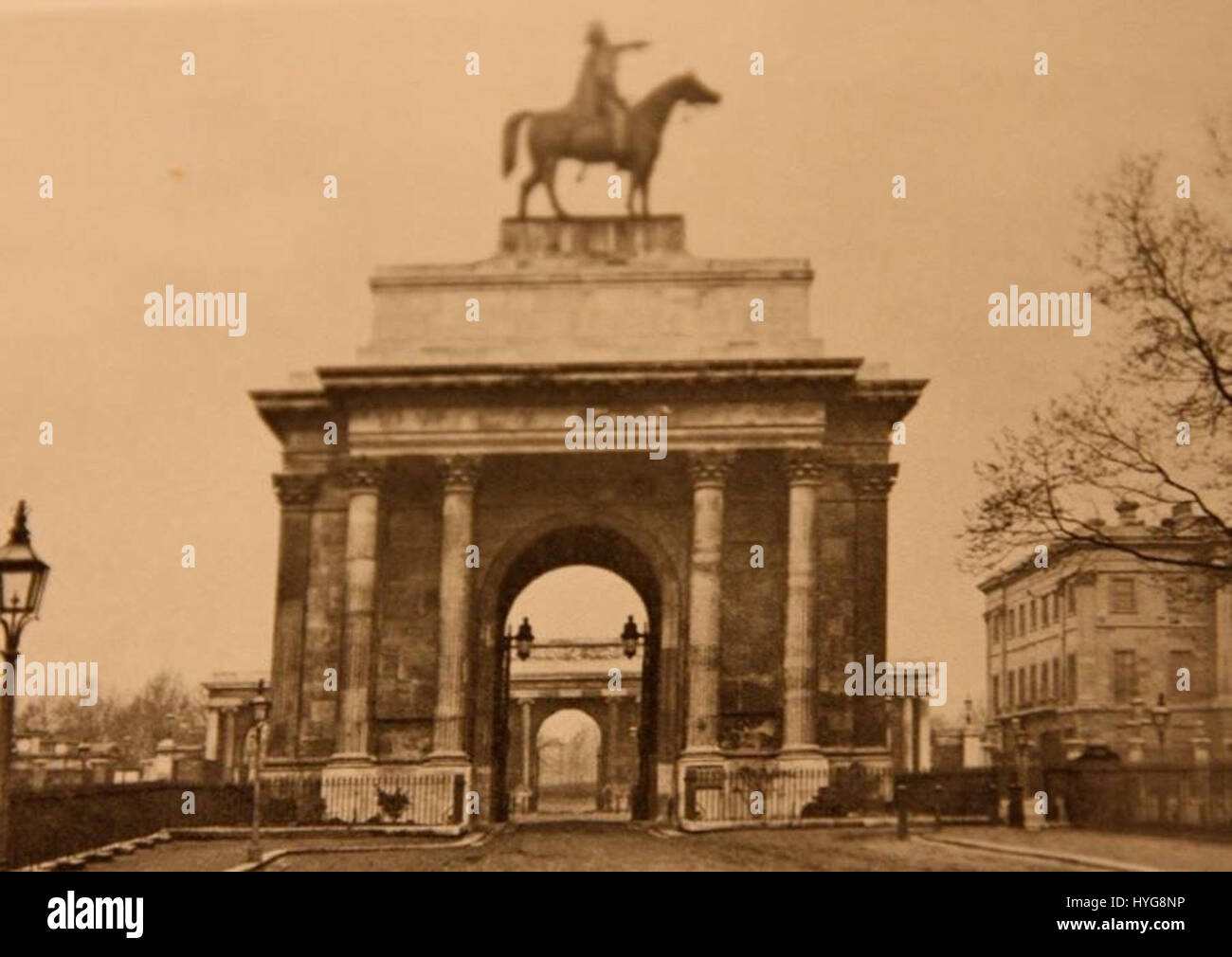 The 'Wellington on Arch' depicts the iconic equestrian statue of the ...