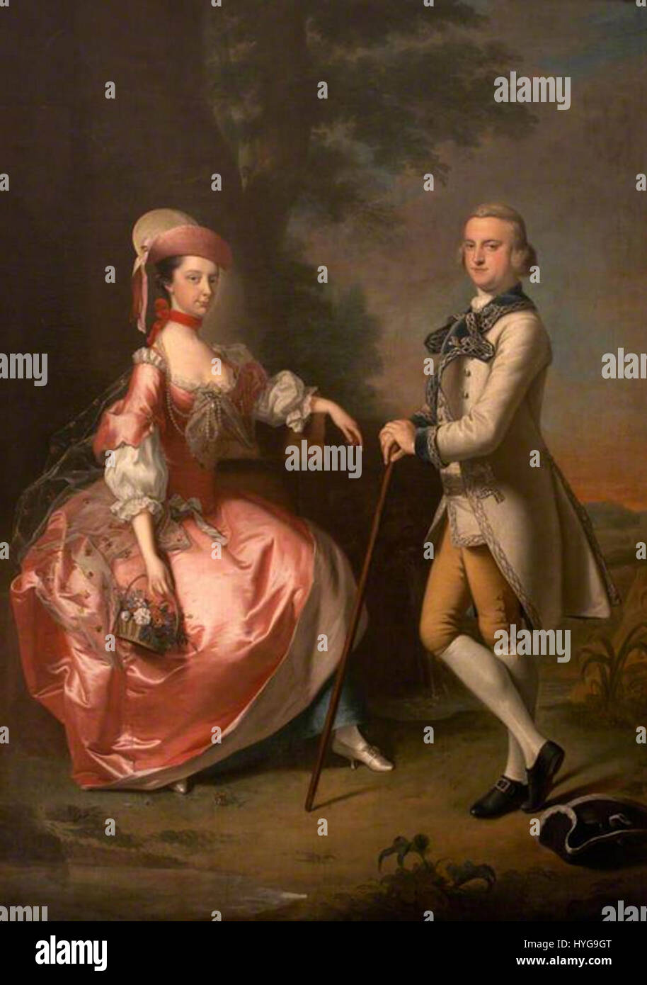 This portrait depicts Sir John Pole, the 5th Baronet, and his wife ...