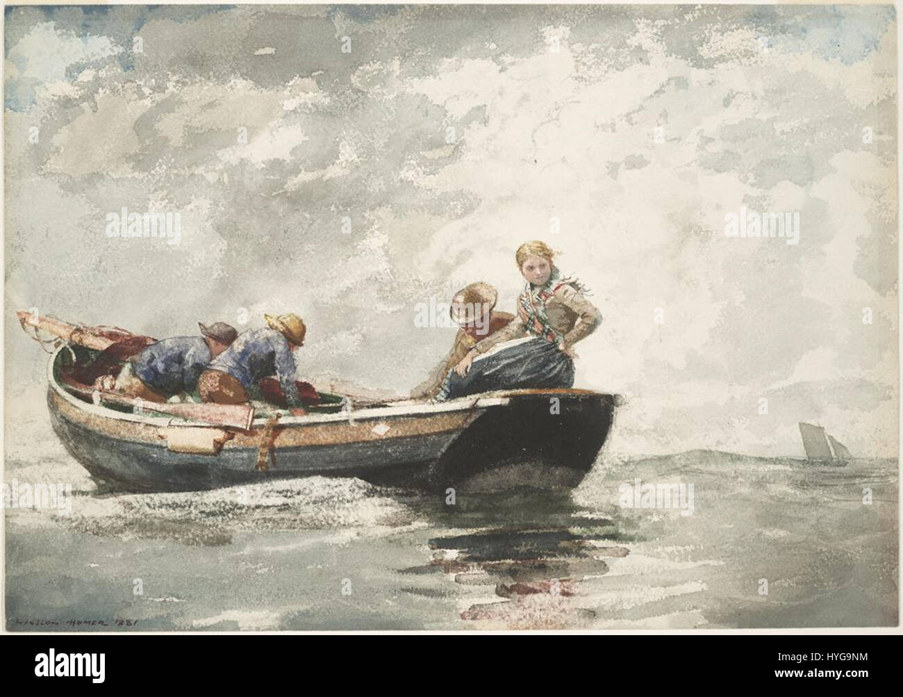 'Fisher Folk in Dory' by Winslow Homer depicts fishermen at work in a ...