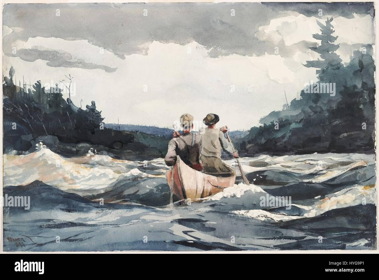 Winslow Homer's 'Canoe in Rapids' (1897) captures a thrilling moment of ...