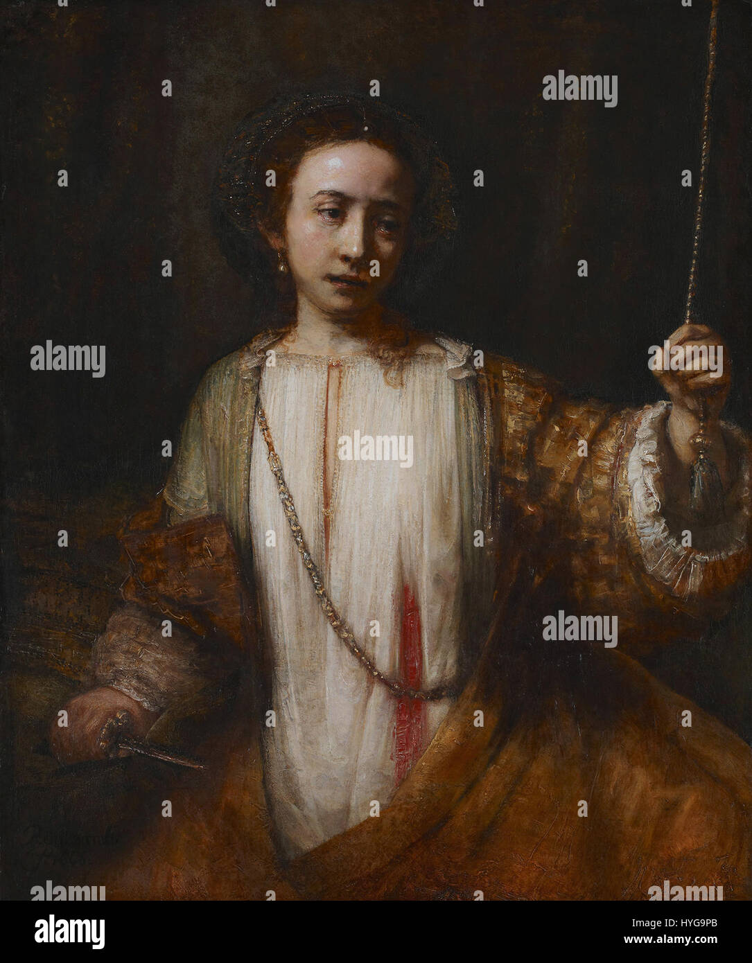 'Lucretia' (1666) by Rembrandt depicts the tragic Roman figure Lucretia ...