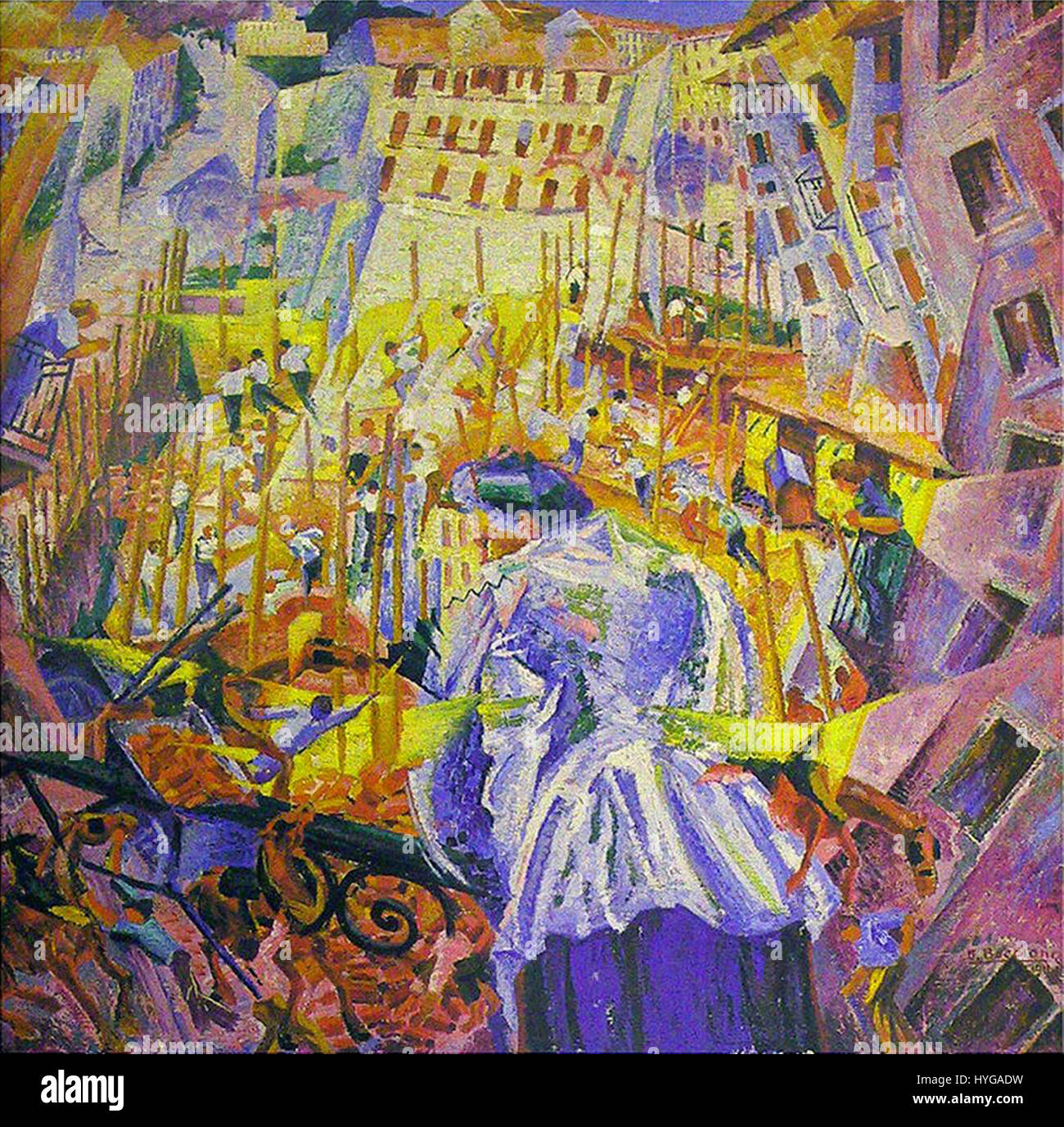 'The Street Enters the House' by Umberto Boccioni, painted in 1911, is ...