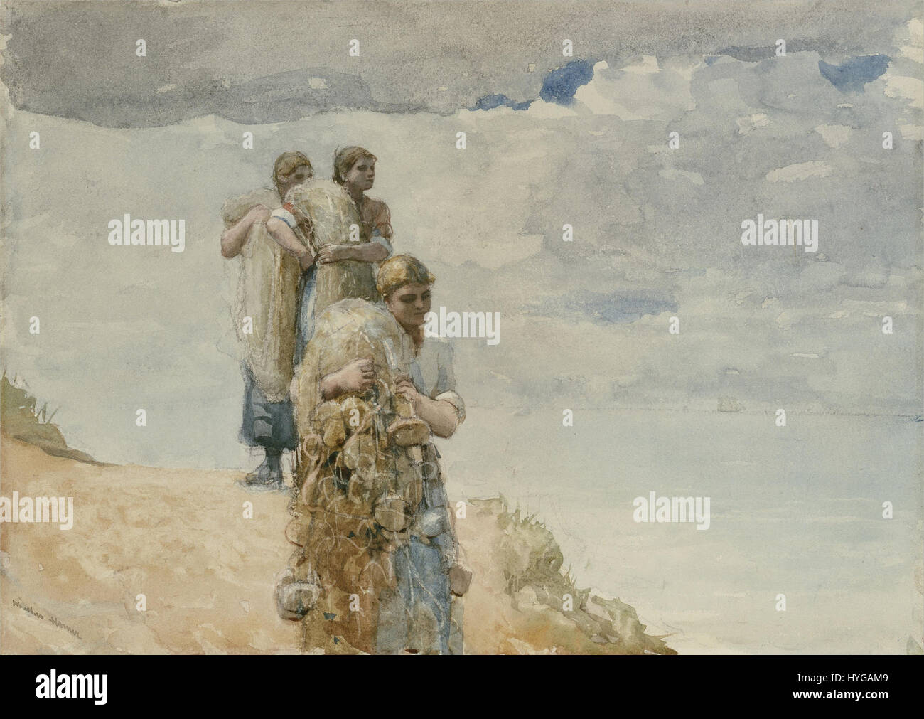 Winslow Homer On The Cliff, Cullercoats Stock Photo - Alamy