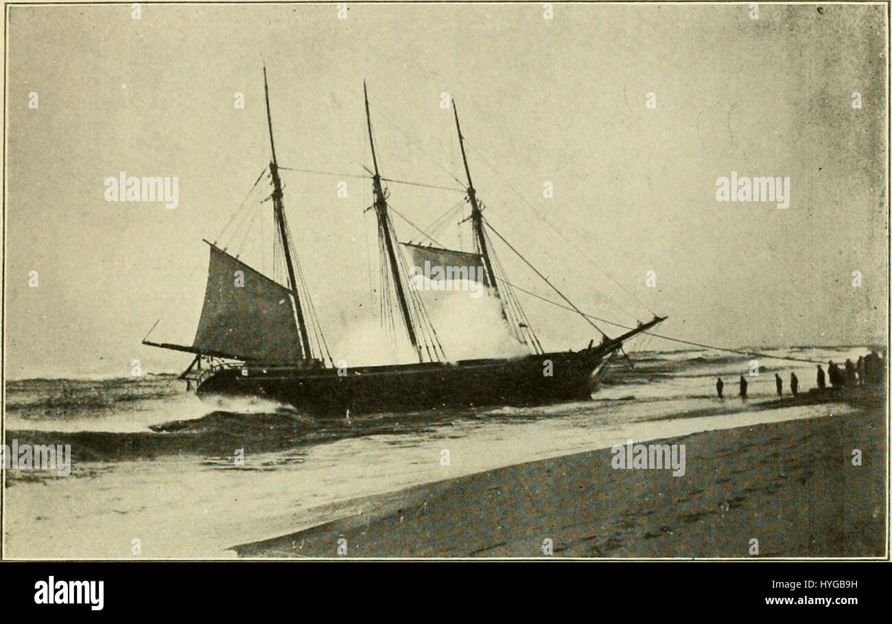 This photograph from 1915 captures the wreck of the schooner Warren ...