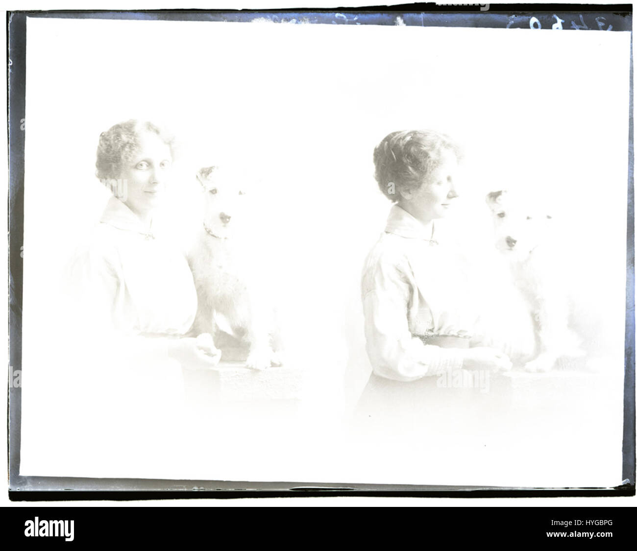 This photograph from 1916 features Miss Good with her dog, captured in ...