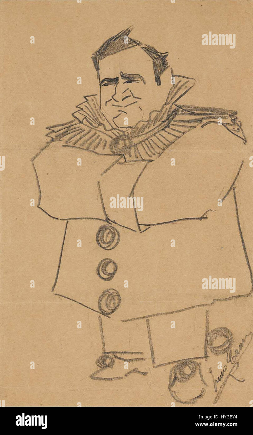 Enrico Caruso, the famous Italian opera singer, created a self-portrait ...