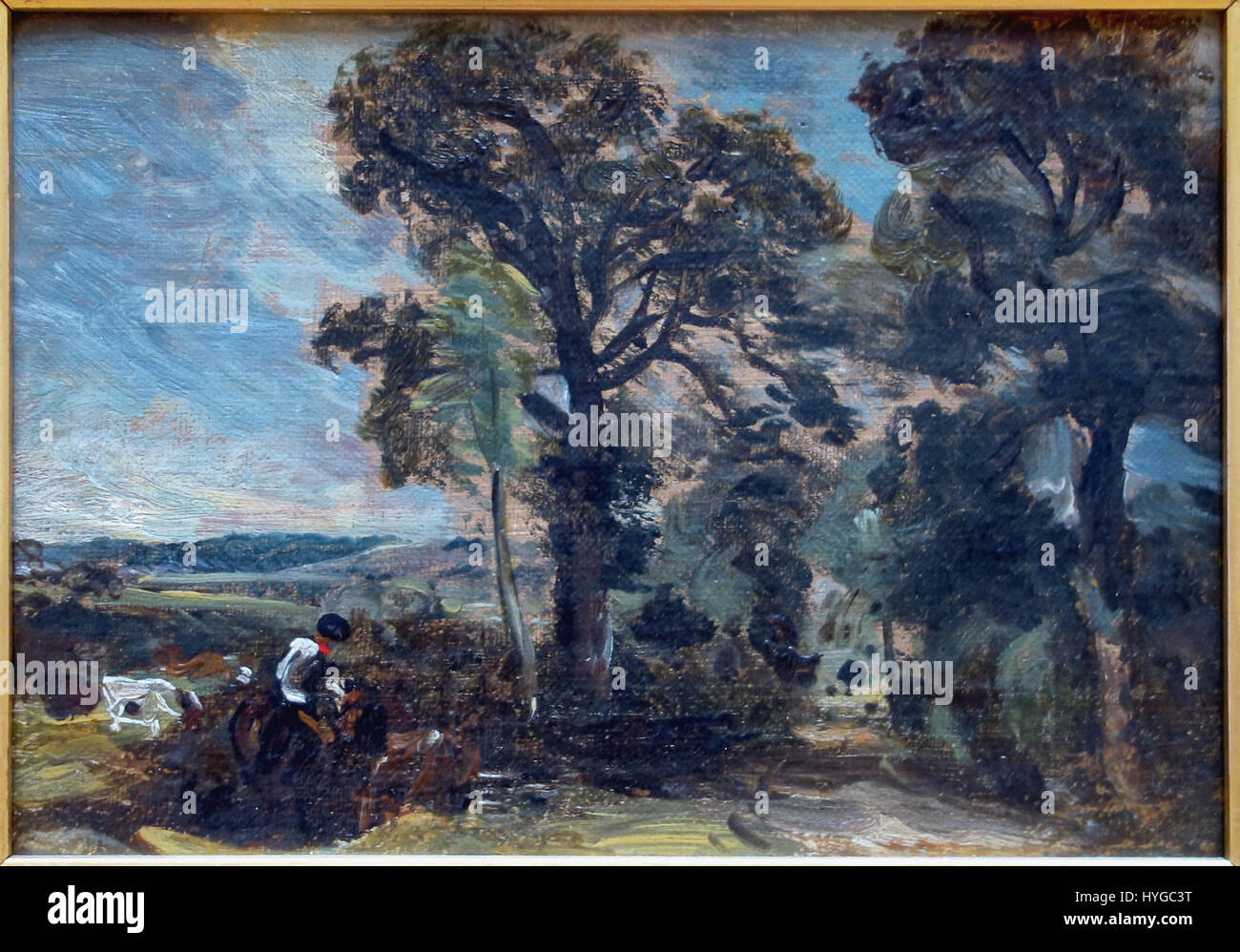 A landscape painting by Constable, depicting the serene rural settings ...