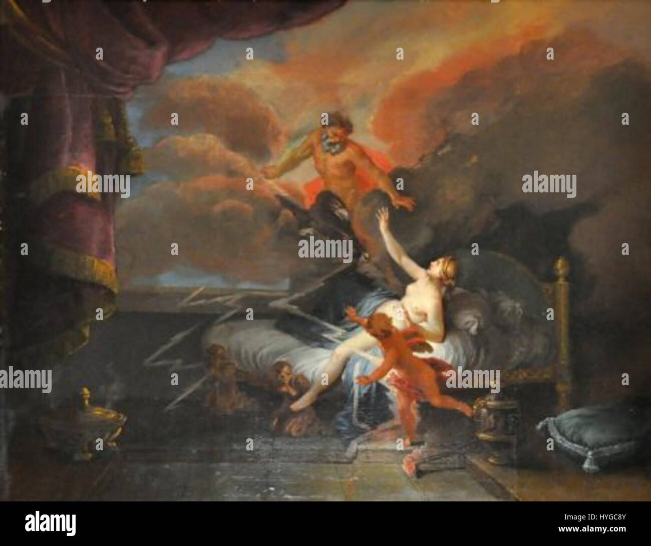 Nicolas Bertin's painting 'Jupiter and Semele' depicts the mythological tale of Semele’s fatal ...