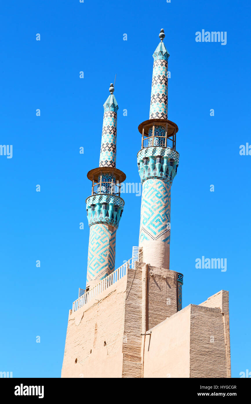 in iran blur islamic mausoleum old architecture mosque minaret near the sky Stock Photo - Alamy
