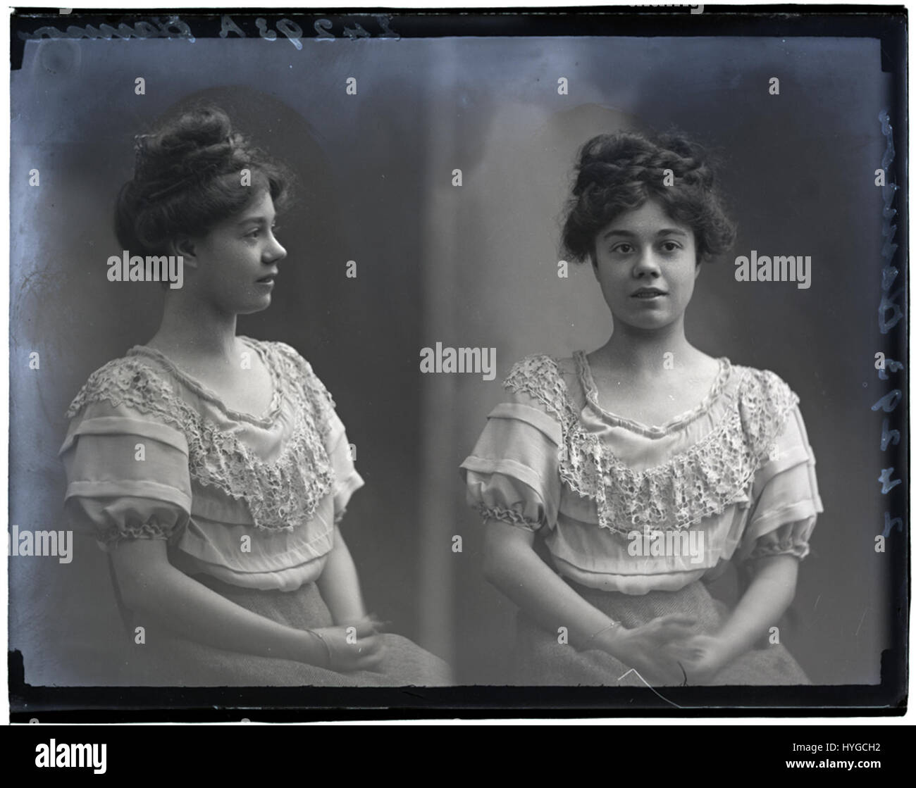 This portrait of Miss Harrison, dated December 5, 1907, captures the ...