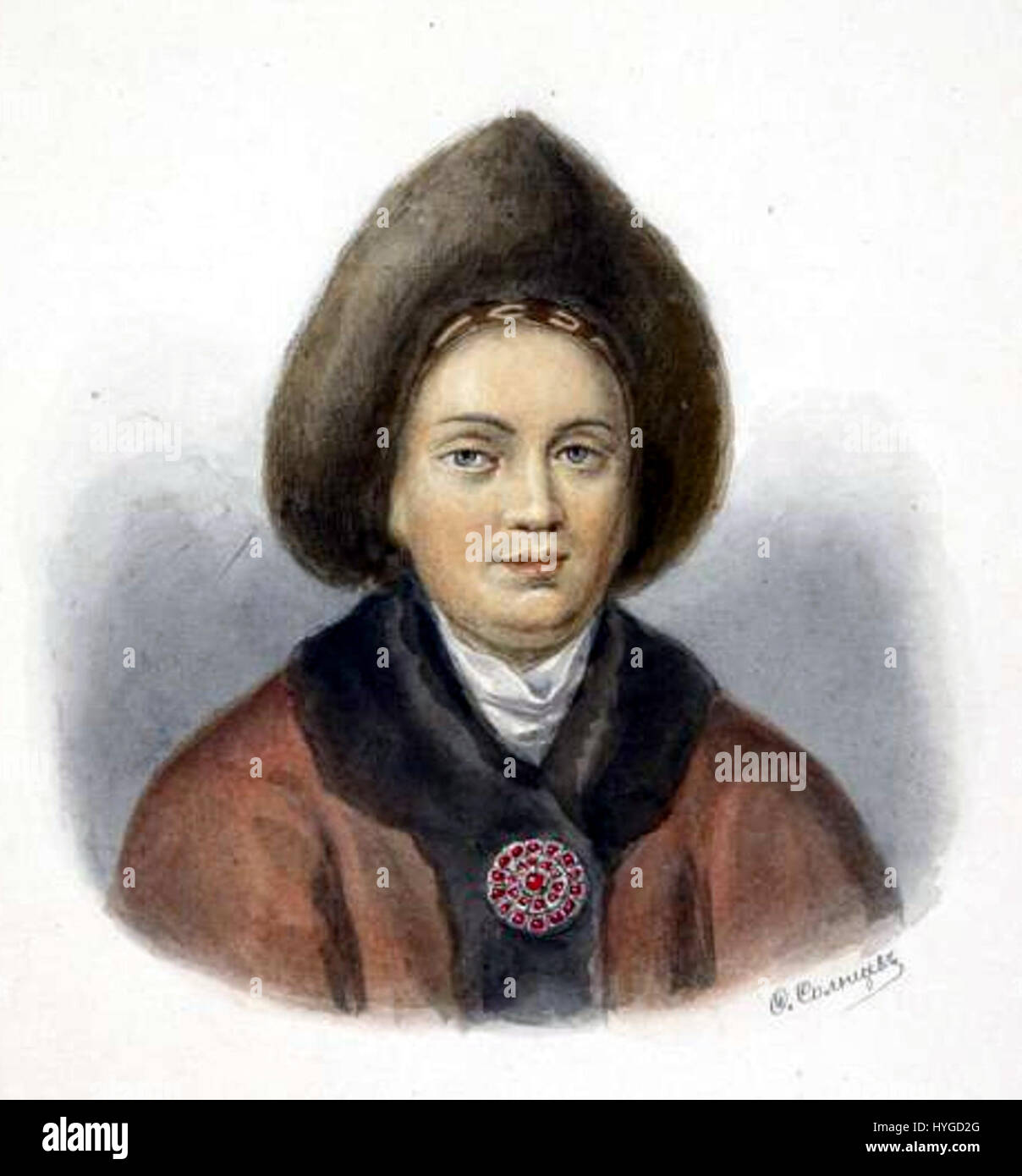 A portrait of Tsarevna Marfa Alexeevna, a Russian noblewoman from the ...