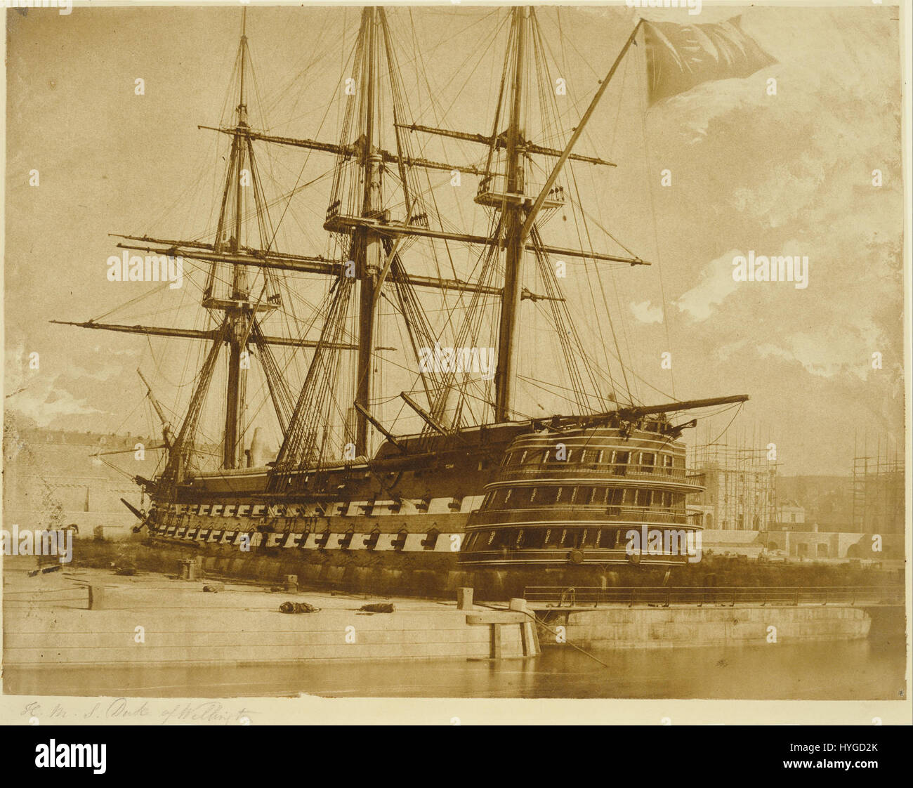 A photograph by Capt. Linnaeus Tripe depicting the H.M.S. Duke of ...