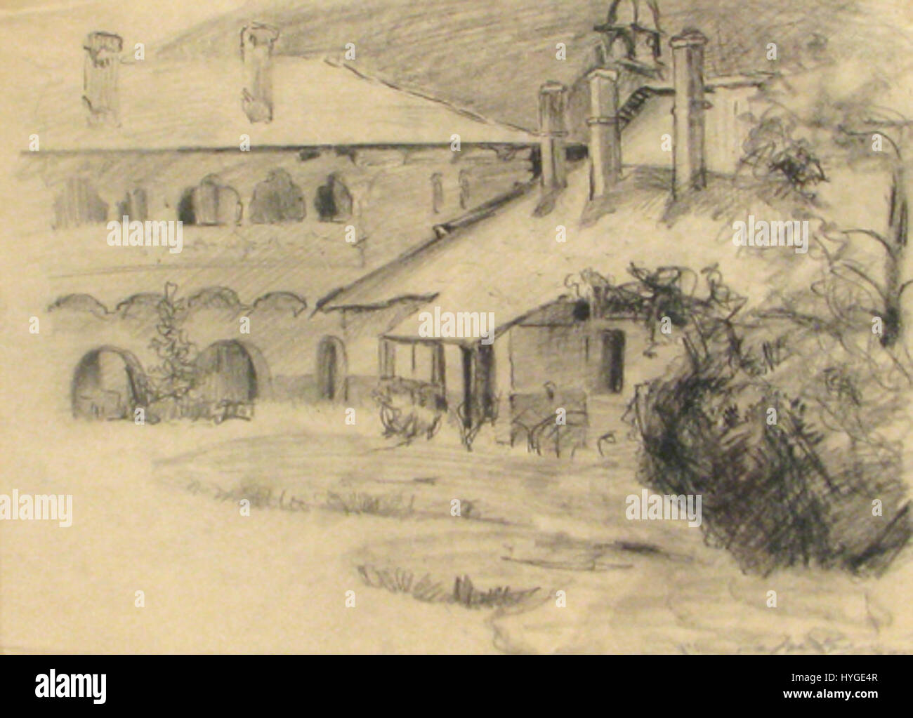 'Peisaj cu case' by Sabin Popp depicts a rural landscape with houses ...