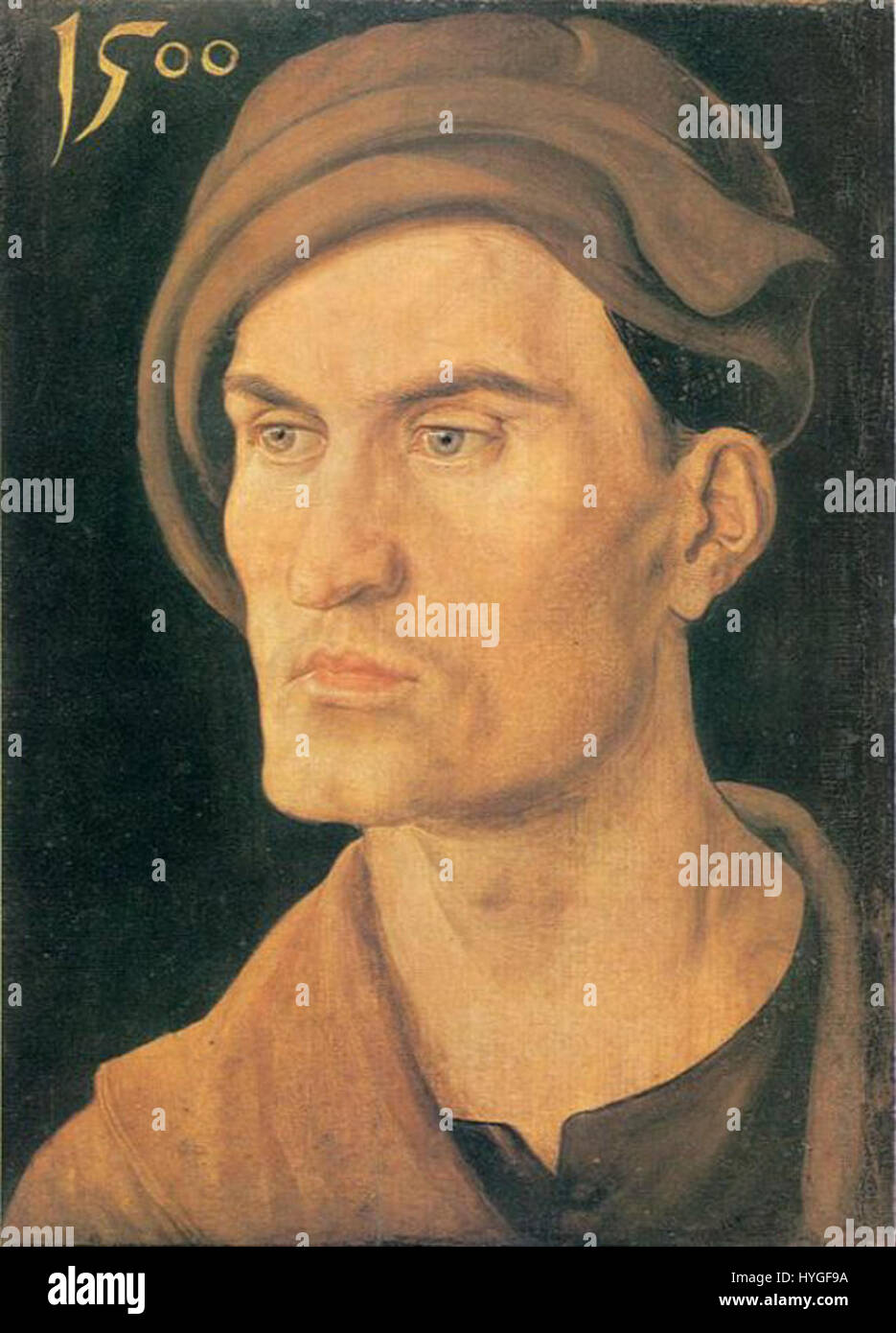 This portrait, created around 1500, depicts a young man in attire ...