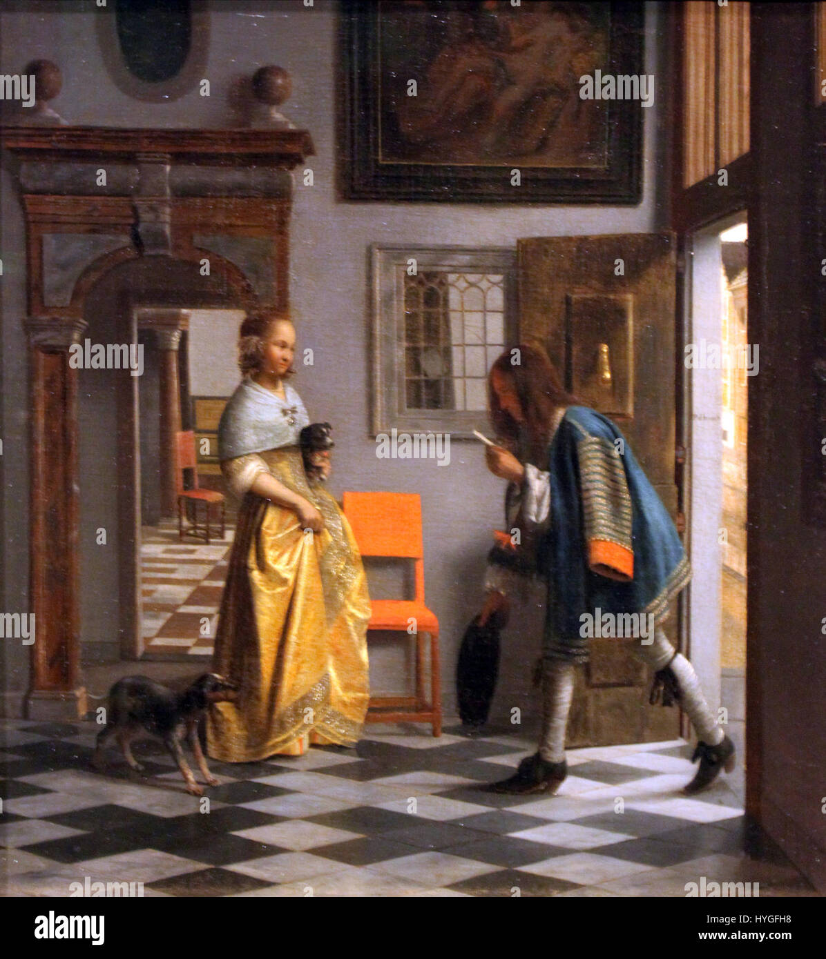 The 1670 painting 'Der Liebesbote' by Dutch artist Pieter de Hooch ...
