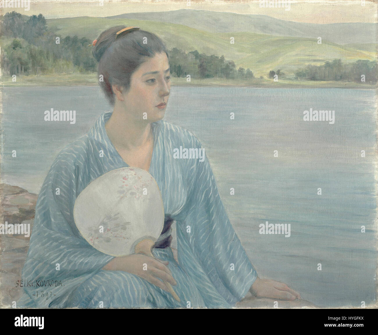 Kuroda Seiki's 'Kohan' (Lake Shore), a renowned work from the Japanese ...