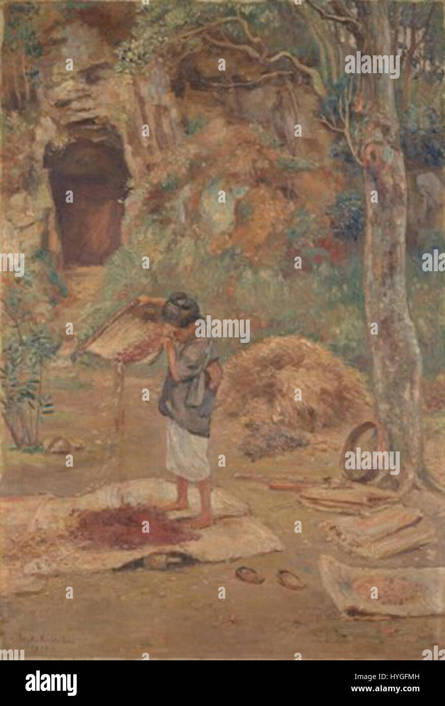 'Winnowing Red Beans' is a painting by Kuroda Seiki, a prominent ...