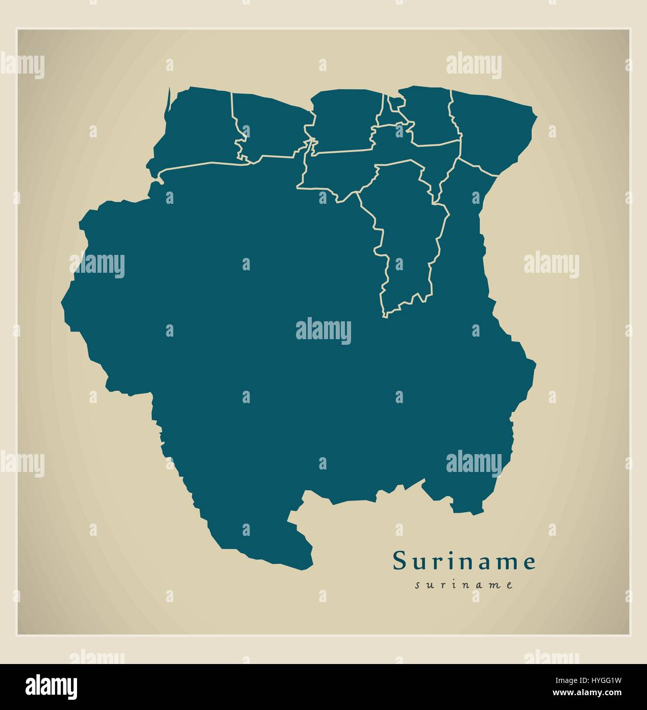 Vector map suriname districts hi-res stock photography and images - Alamy
