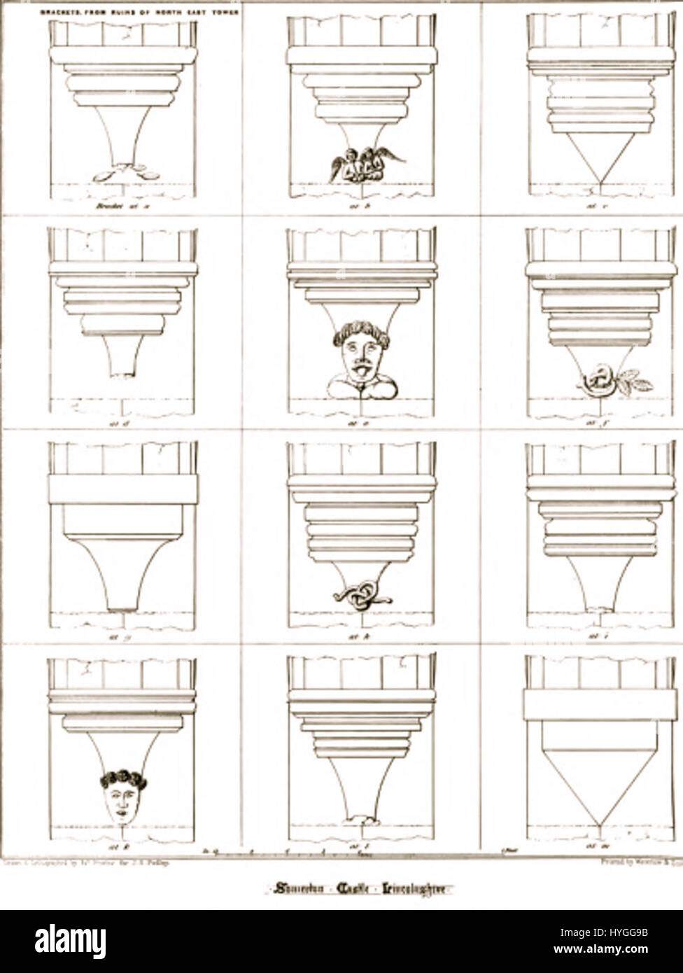 The image depicts the decorative finials atop the arches in the tower ...