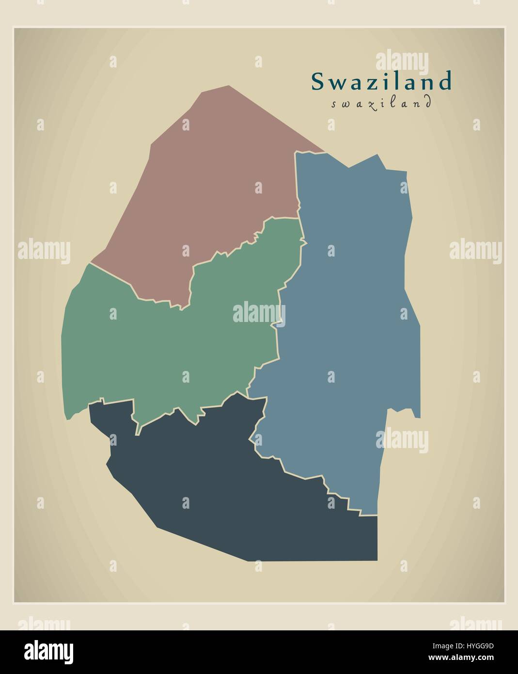 Modern Map - Swaziland with districts colored SZ Stock Vector Image ...