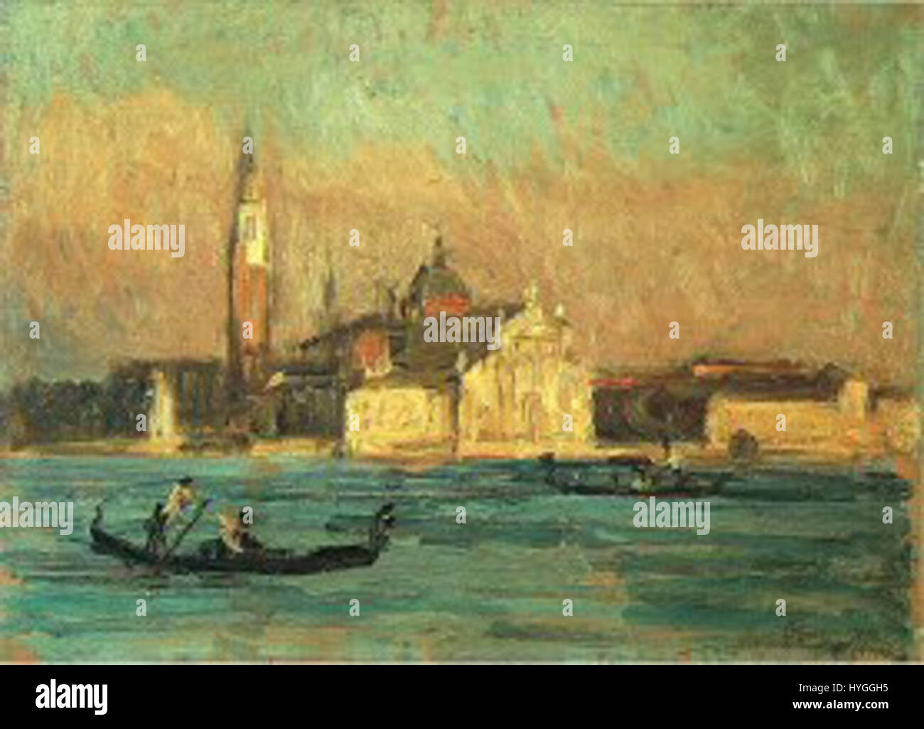 This painting by Fujishima Takeji depicts a Venetian scene, capturing ...