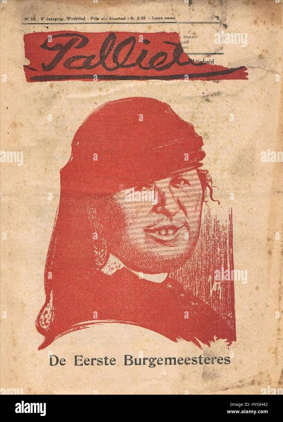 This 1923 cover of 'Weekblad Pallieter' features the first female mayor ...