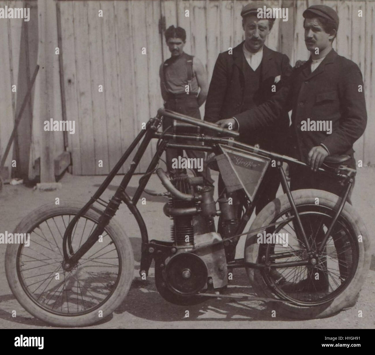 This photograph shows Victor Rigal in 1903, riding a Griffon motorcycle ...