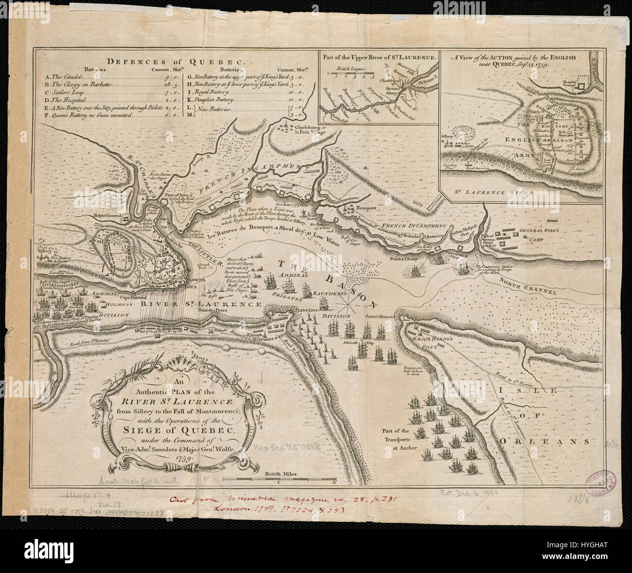 Battle of quebec 1759 map hi-res stock photography and images - Alamy