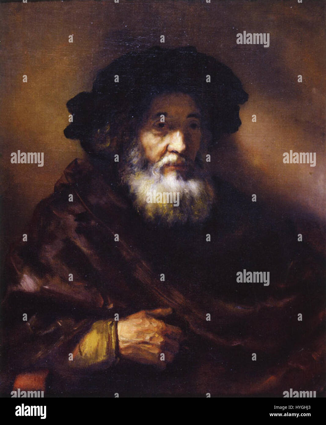 Rembrandt's 'Portrait of an Old Man in a Cape' is a striking example of ...