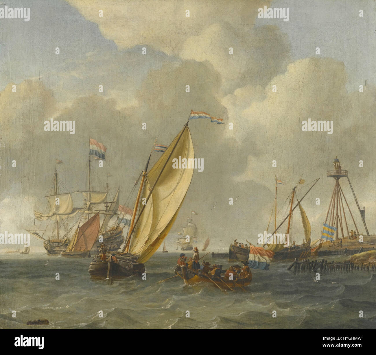 This 17th-century painting by Abraham Storck portrays Dutch ships ...