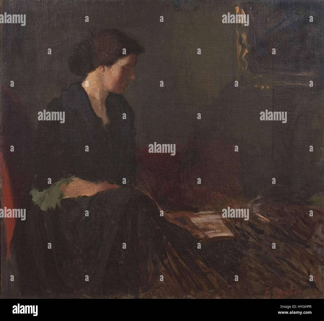 'Lesende' by Oppler captures a serene moment of a person reading. The ...