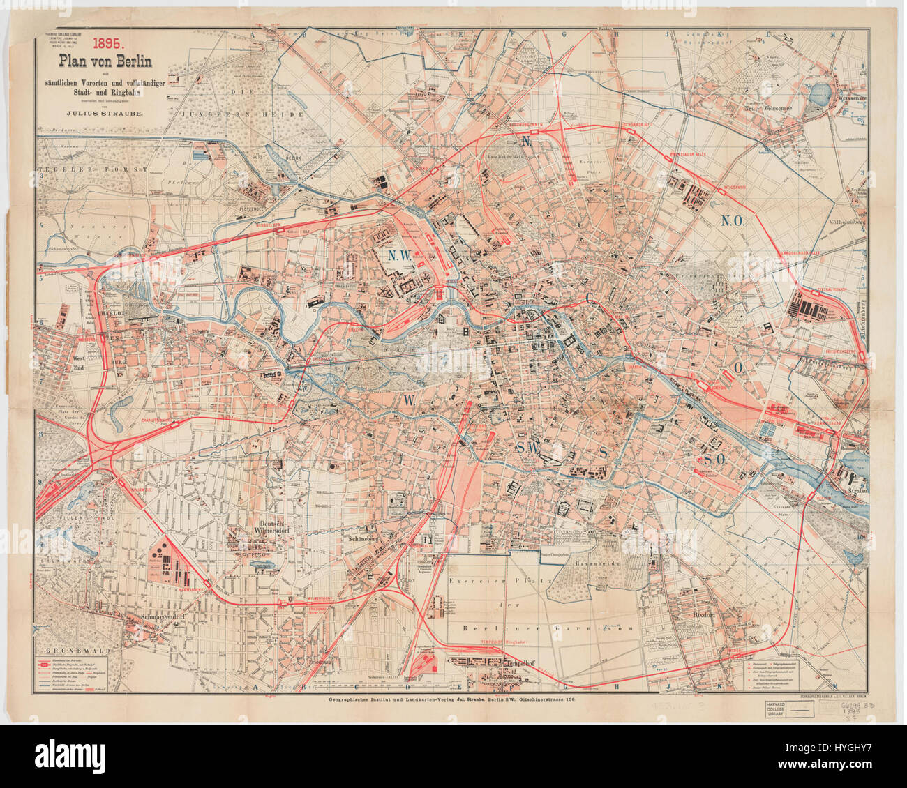 The 1895 Straube Plan of Berlin is a detailed map of the city at the ...