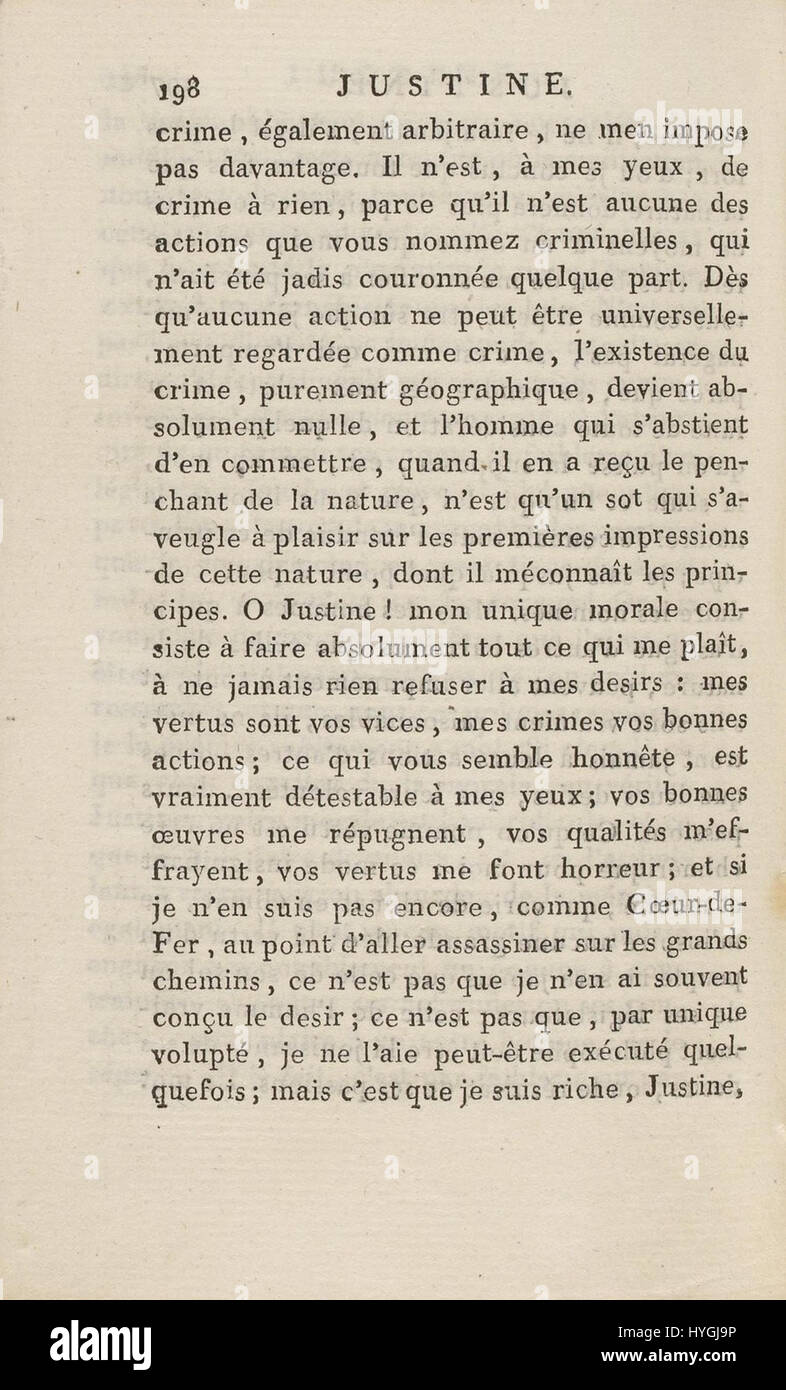 The artwork titled 'Justine Juliette' from 1797, created by an unknown ...