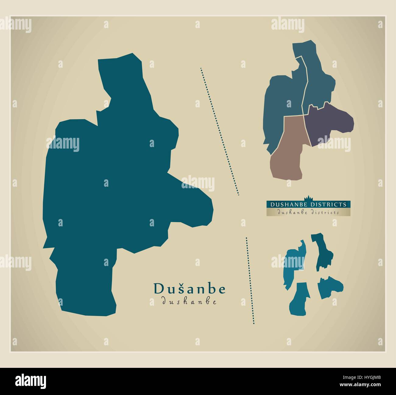 Modern Map - Dushanbe with districts TJ Stock Vector Image & Art - Alamy