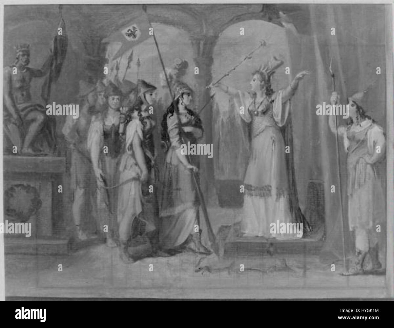 'Libuše odměňuje Vlastu' is a Czech artwork illustrating a scene from ...