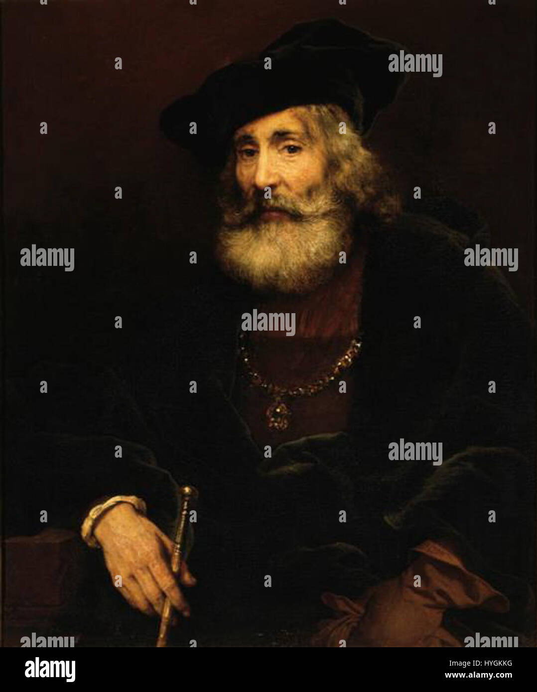 Rembrandt’s 'Seated Old Man with a Cane in Fanciful Costume' captures ...