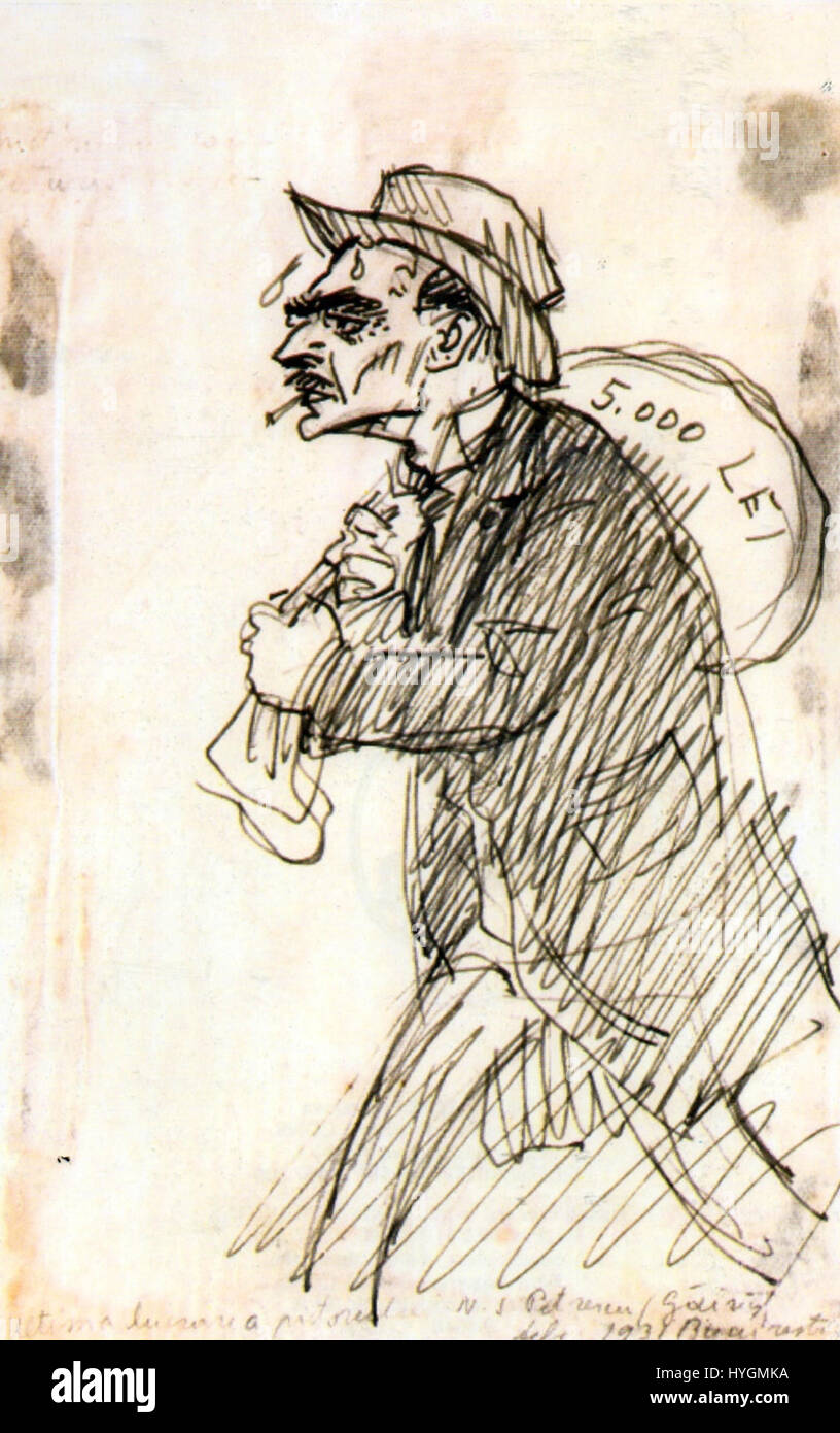 This self-portrait by N.S. Petrescu-Gaina features the artist holding a ...