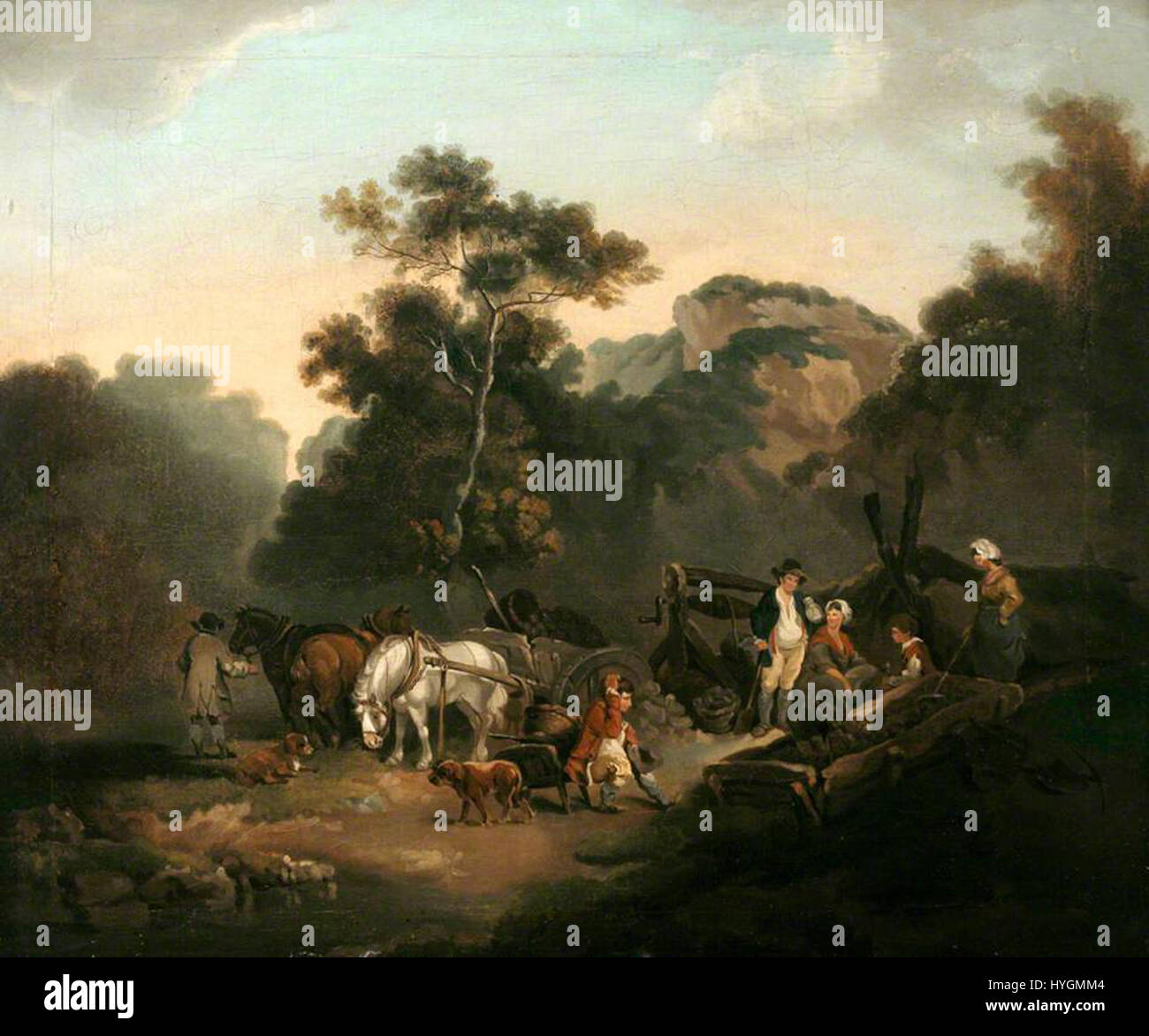 *The Watering Place* by Thomas Hand is a landscape painting that ...