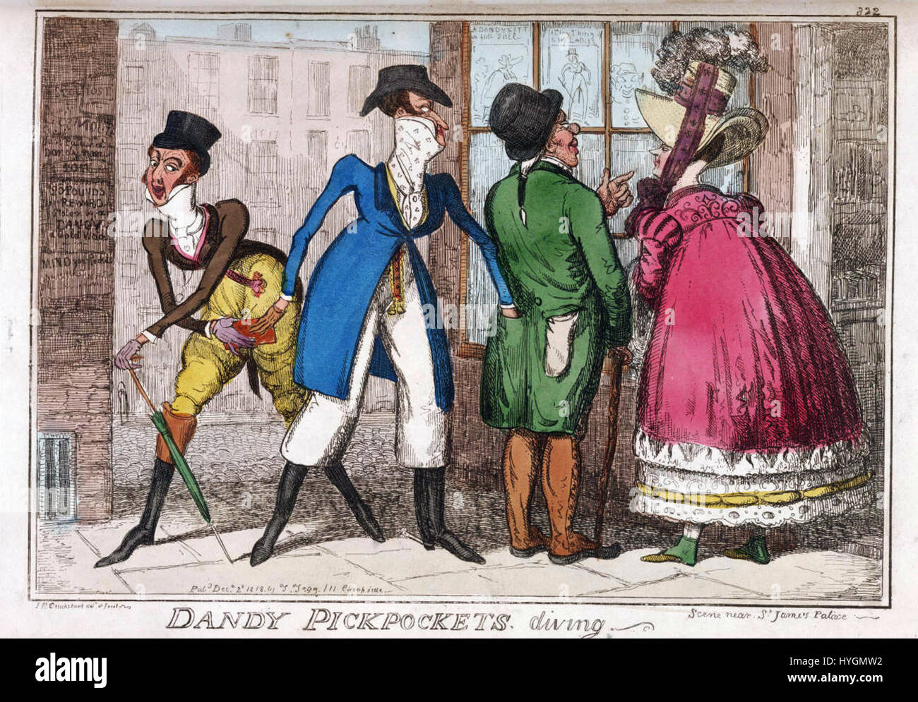 This artwork, 'Dandy Pickpockets, Diving,' portrays a group of ...