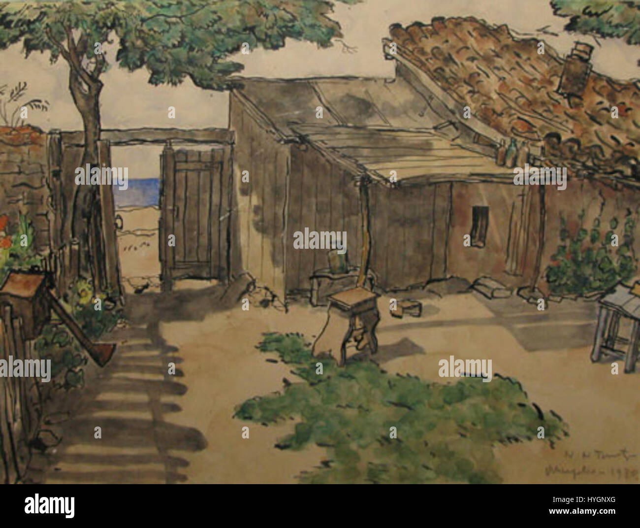 A painting by Nicolae Tonitza depicting the coastal town of Mangalia ...