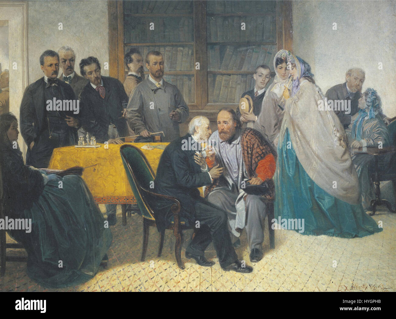 A historical painting depicting Giuseppe Garibaldi's visit to the ...