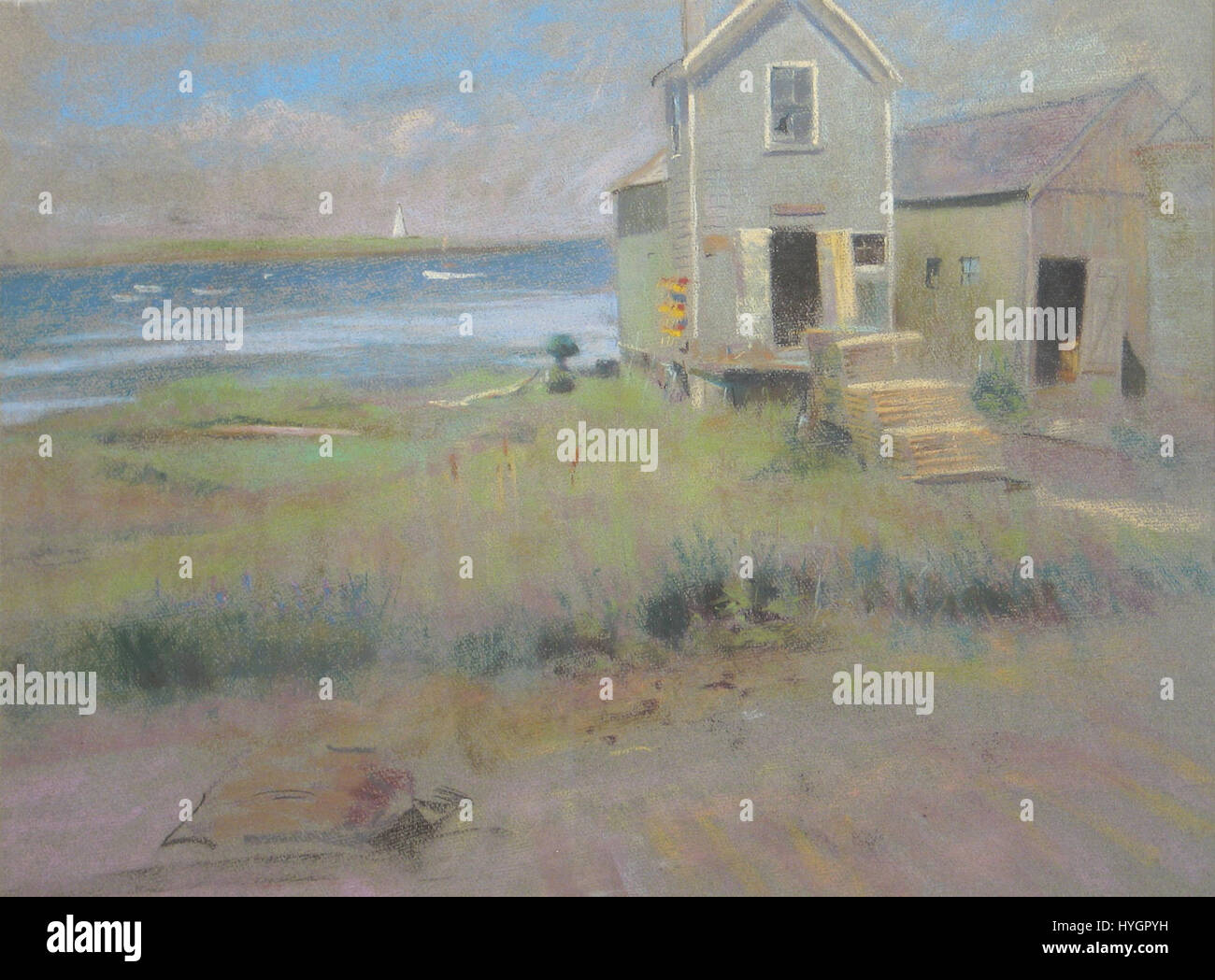'Lobster Shacks' by Theodore Wendel is a pastel artwork that captures ...