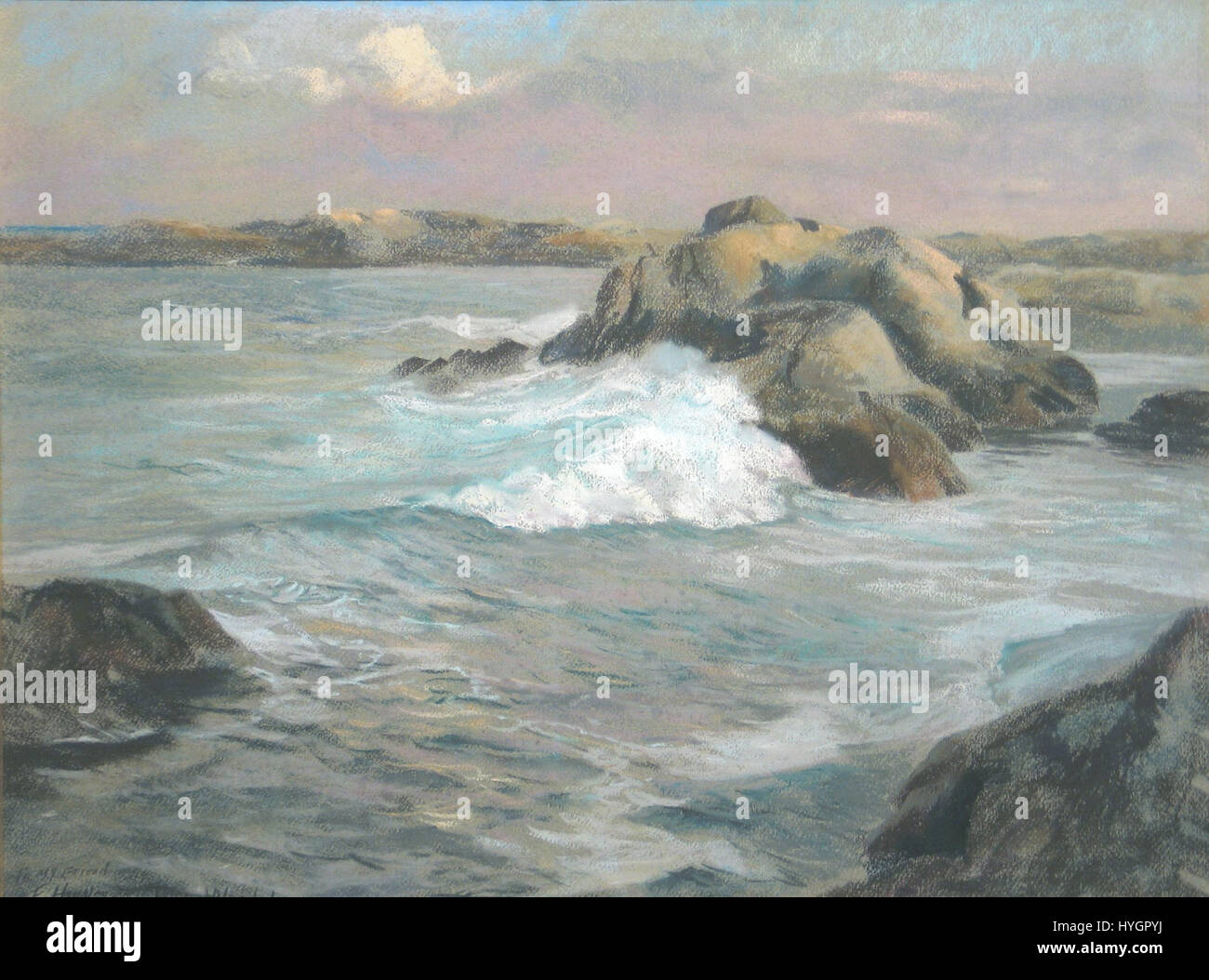 'Breaking Waves' by Theodore Wendel is a pastel artwork depicting the ...