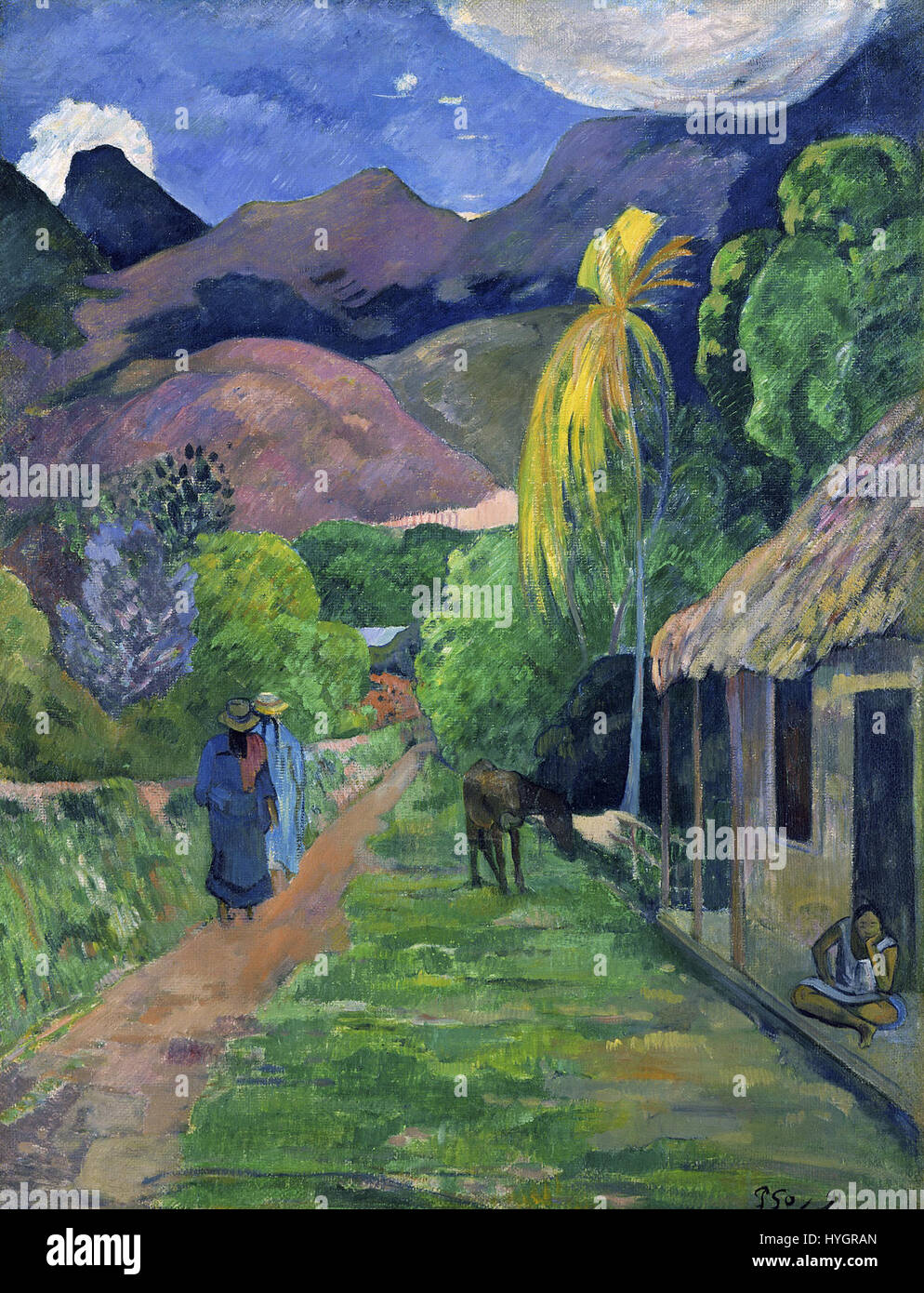 Paul Gauguin’s 'Rue de Tahiti' (1891) captures a vibrant street scene ...